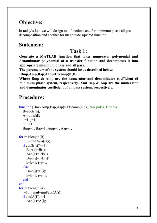 Minimum phase, All pass and Magnitude Squared Function | PDF