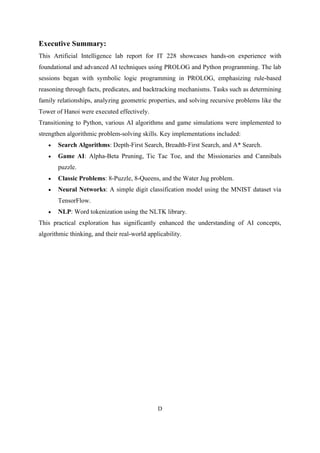 Lab Report on Artificial Intelligence... | PDF