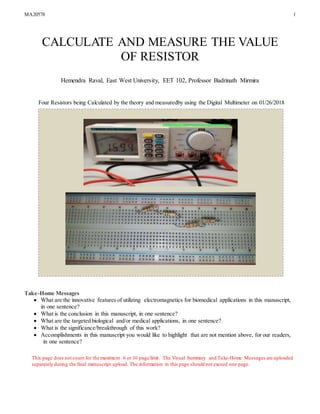 Lab report calculate & measure value of resistor lab 01 | DOCX ...