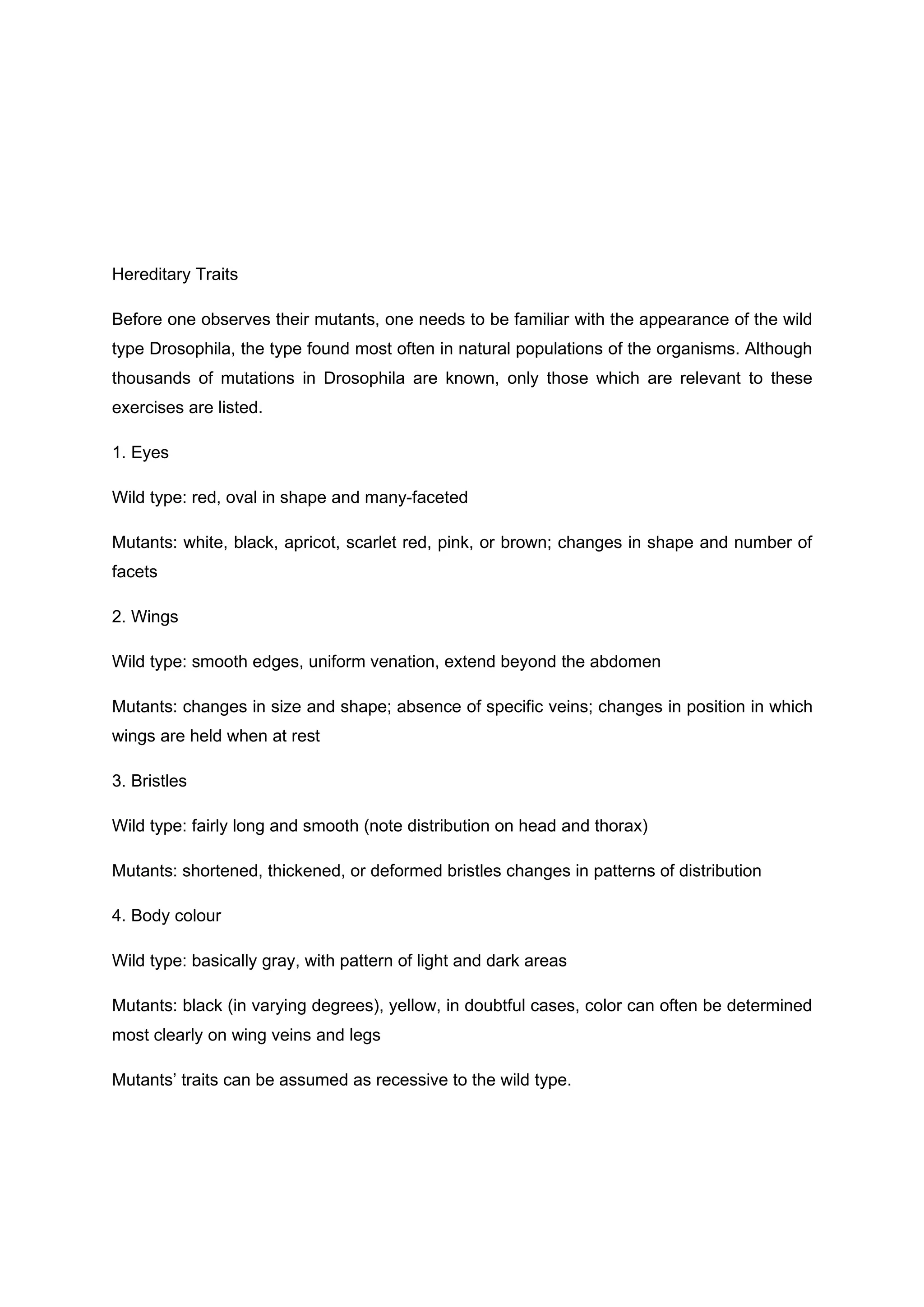 LAB REPORT DROSOPHILA MELANOGASTER | DOC