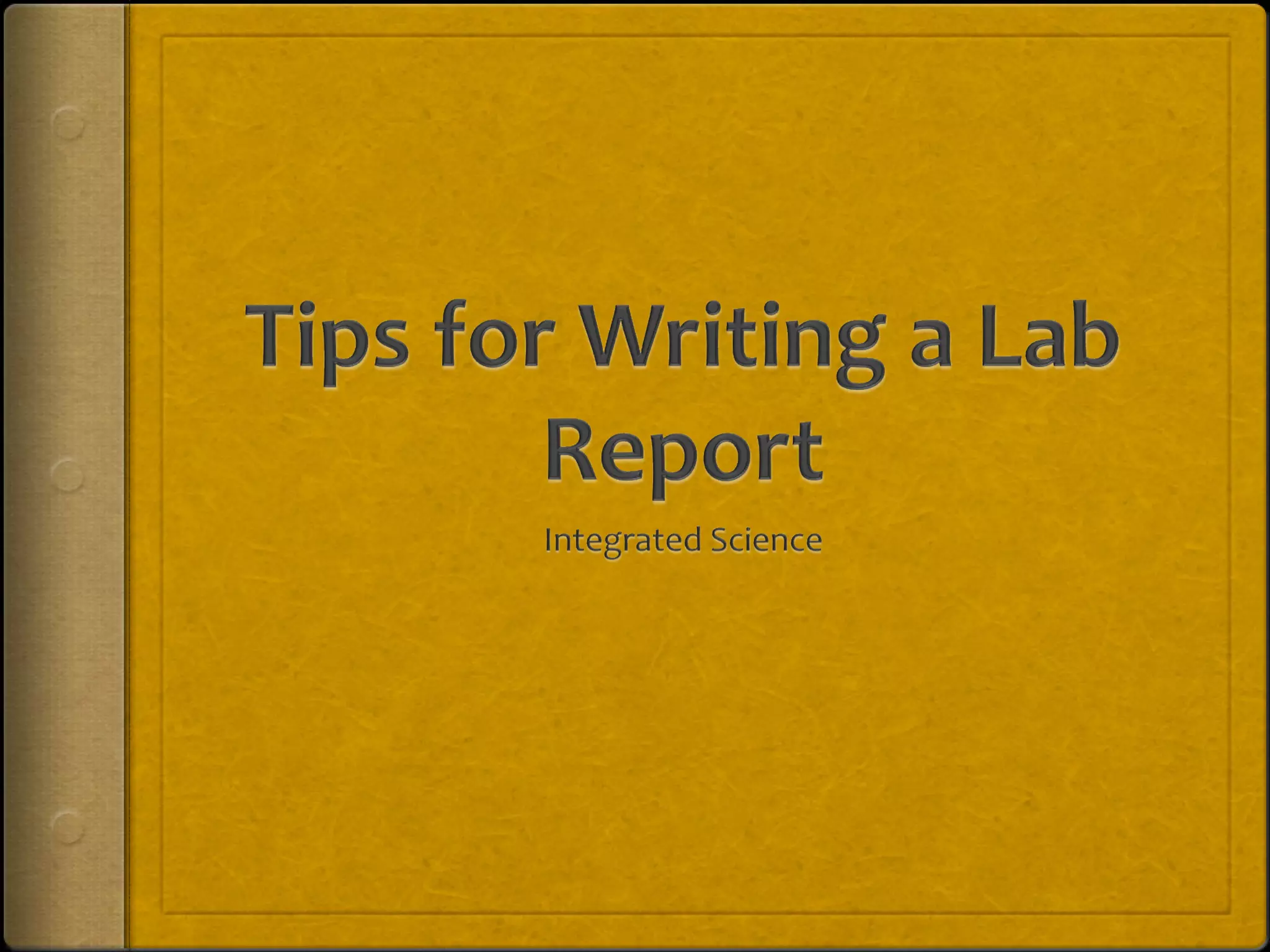 Lab report format | PPT | Chemistry | Science