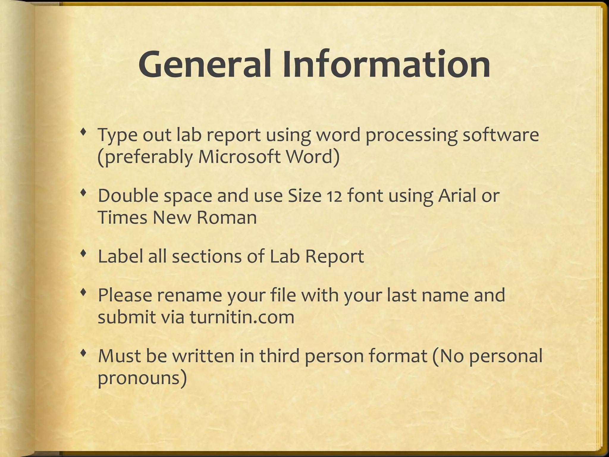 Lab report format | PPT | Chemistry | Science