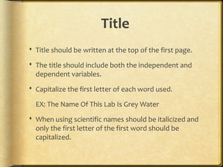 Lab report format | PPT | Chemistry | Science