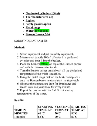 Lab report for water experiment | DOC