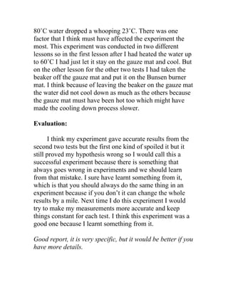 Lab report for water experiment | DOC