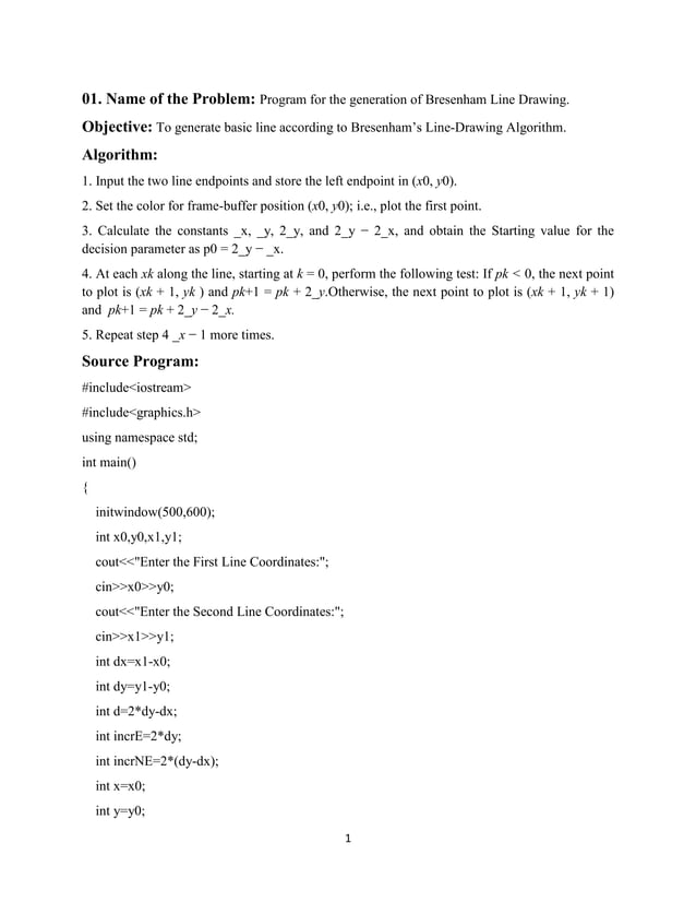 Computer graphics lab report with code in cpp | PDF | Graphics Software | Computer Software and ...
