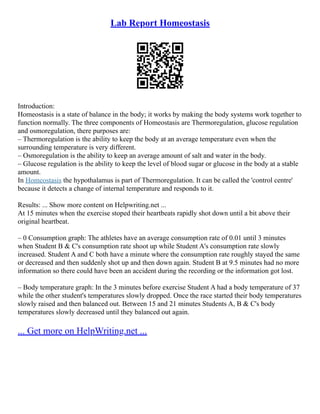 Lab Report Homeostasis | PDF