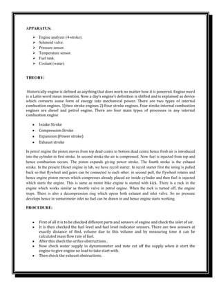 Lab report ic engine 09 | PDF