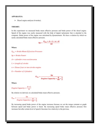 Lab report ic engine 13 | DOCX