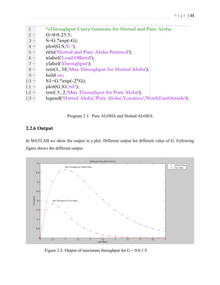 Lab report on to plot efficiency of pure and slotted aloha in matlab a data communication and ...