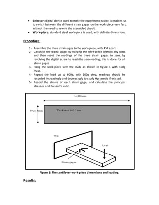 Instrumentation Lab. Experiment #7 Report: Strain Measurements 2 | PDF