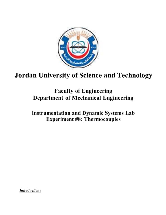 Instrumentation Lab. Experiment #8 Report: Thermocouples | DOCX | Chemistry | Science