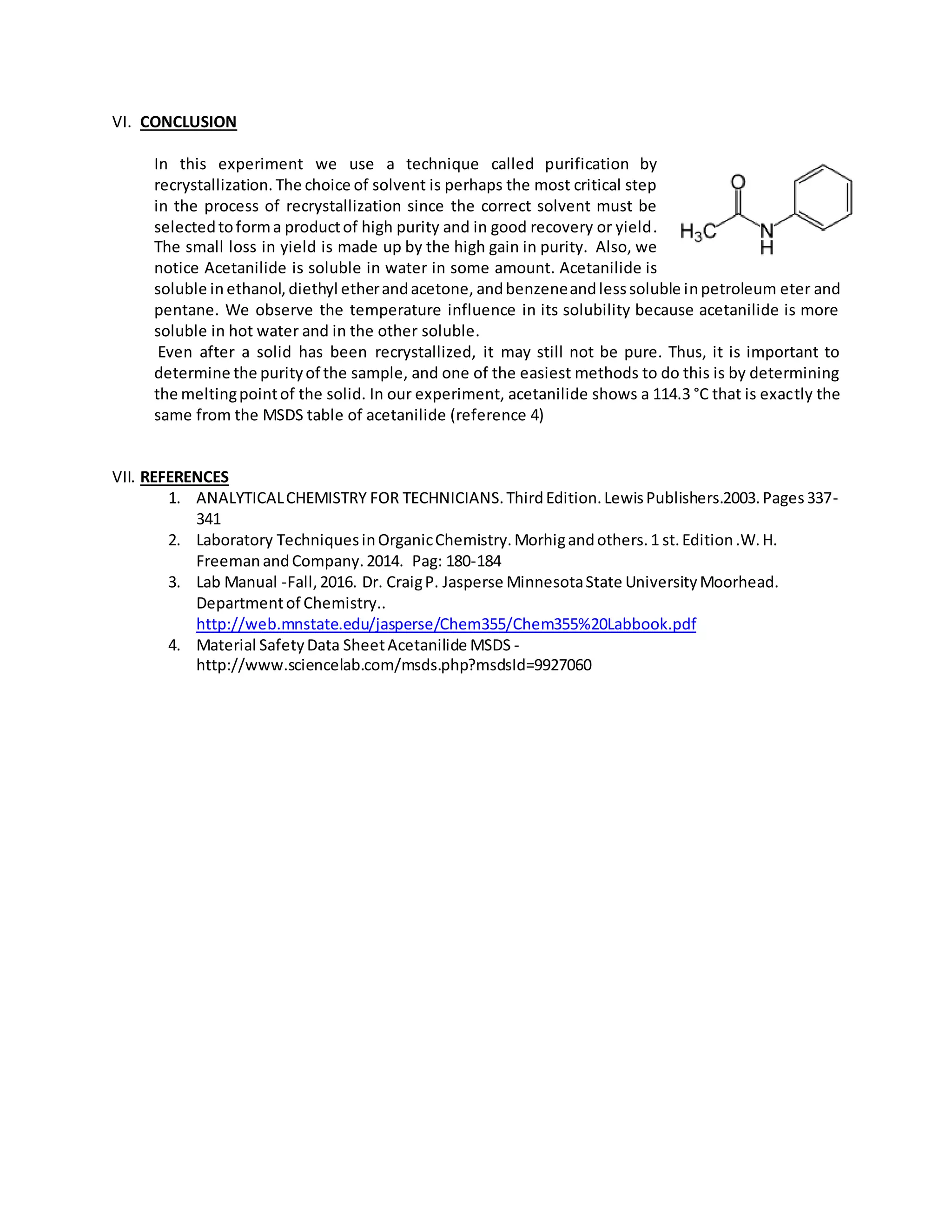 Lab report recrystallitaion | DOCX
