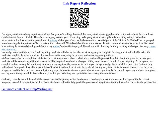 Lab Report Reflection | PDF | Chemistry | Science