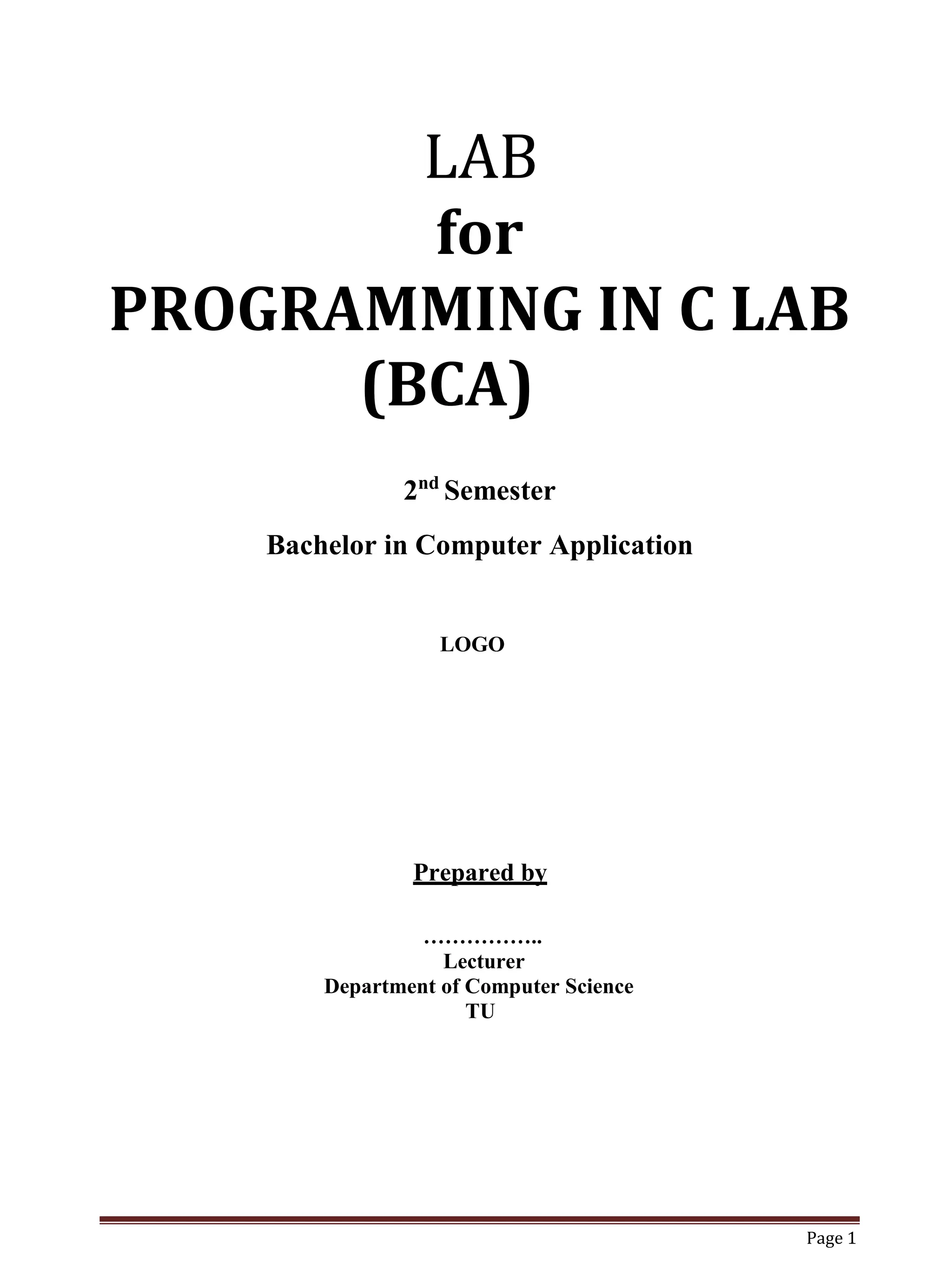 Lab Report sample of c programming.docx