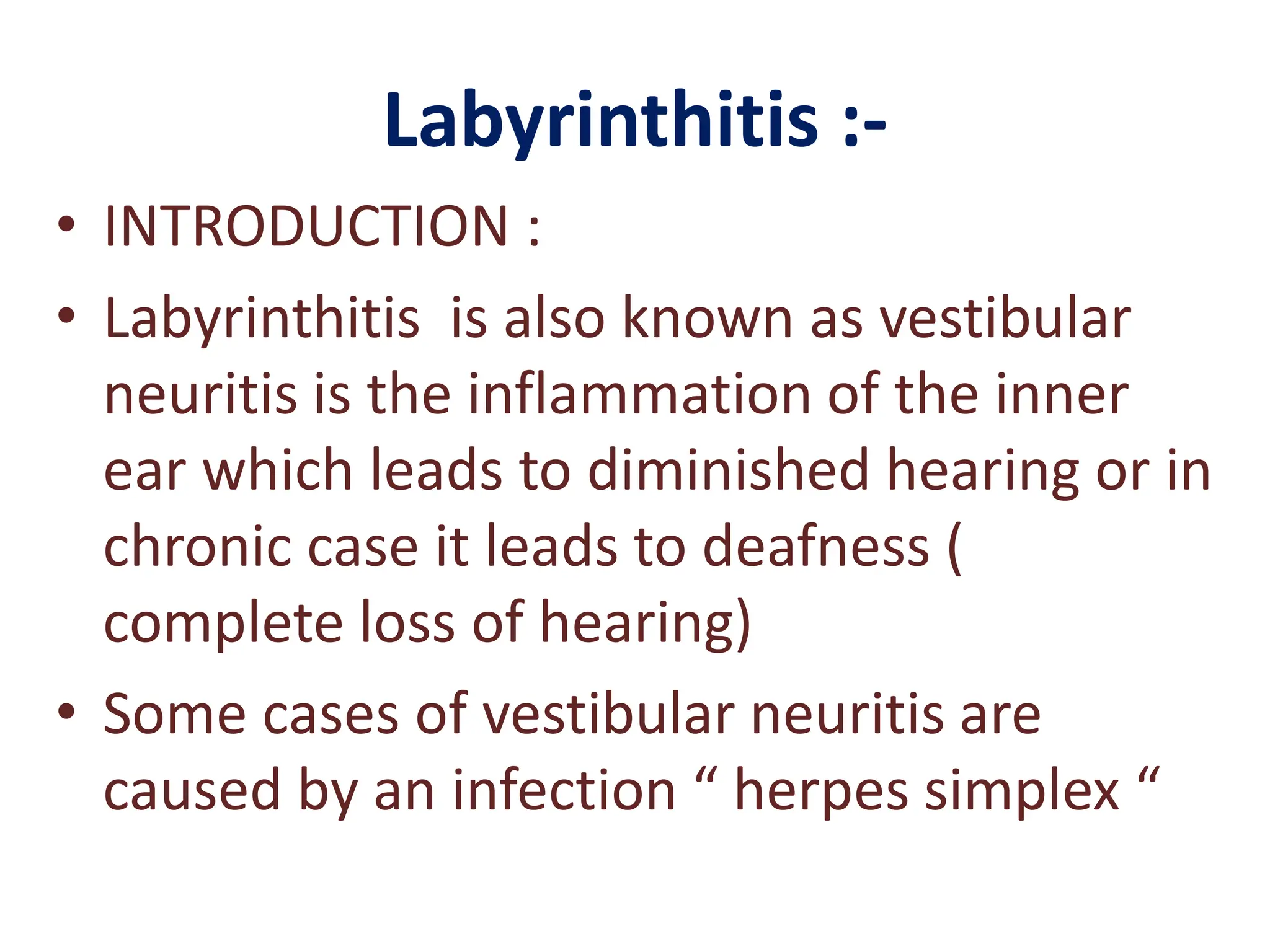LABRINTITIS. disorder of inner ear affect hearing | PPT