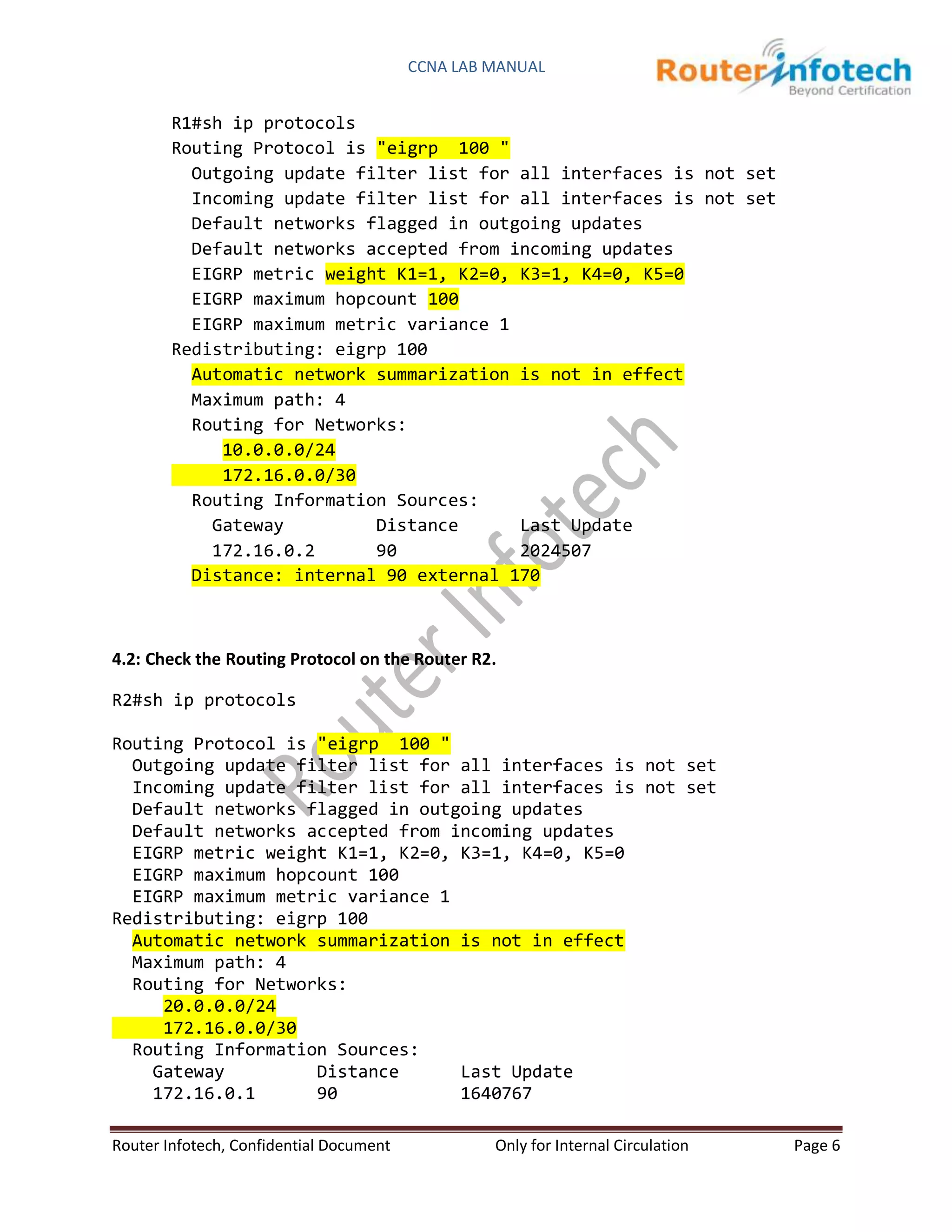 Lab Routing Protocols Eigrp Pdf