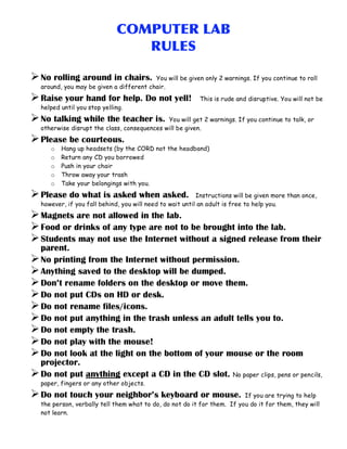 Labrules.doc | Computing | Technology & Computing