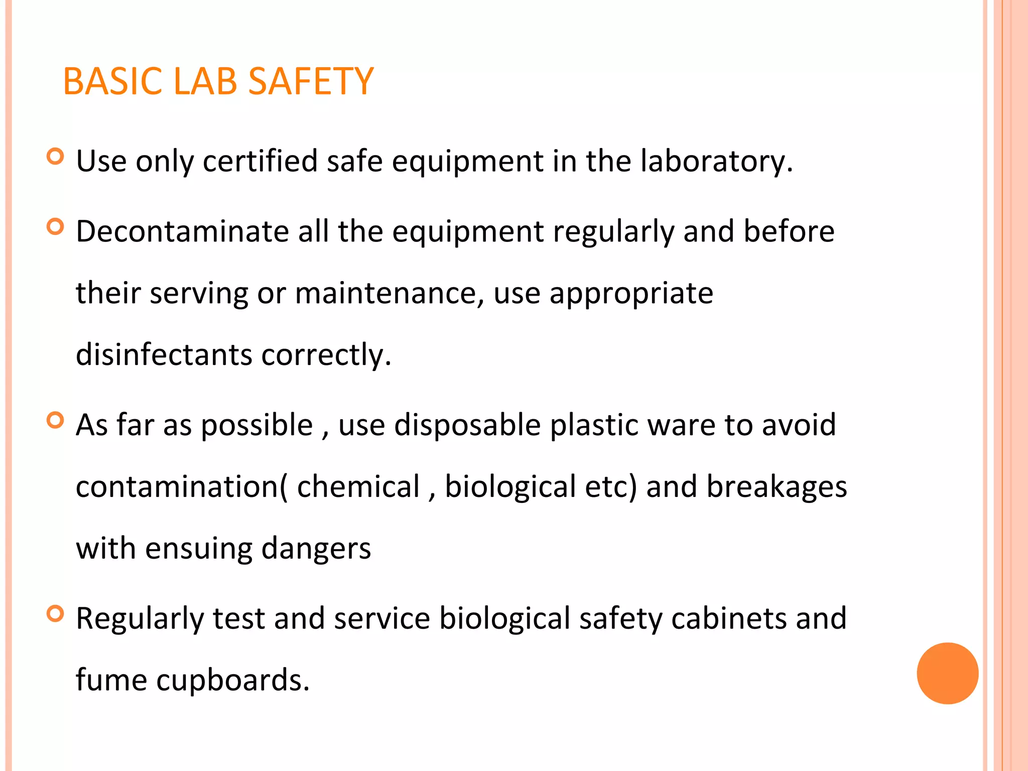 Lab safety and PPE and Biosafety levels | PPT