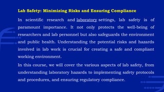 Lab safety management and rules in Biotechnology laboratory | PPTX