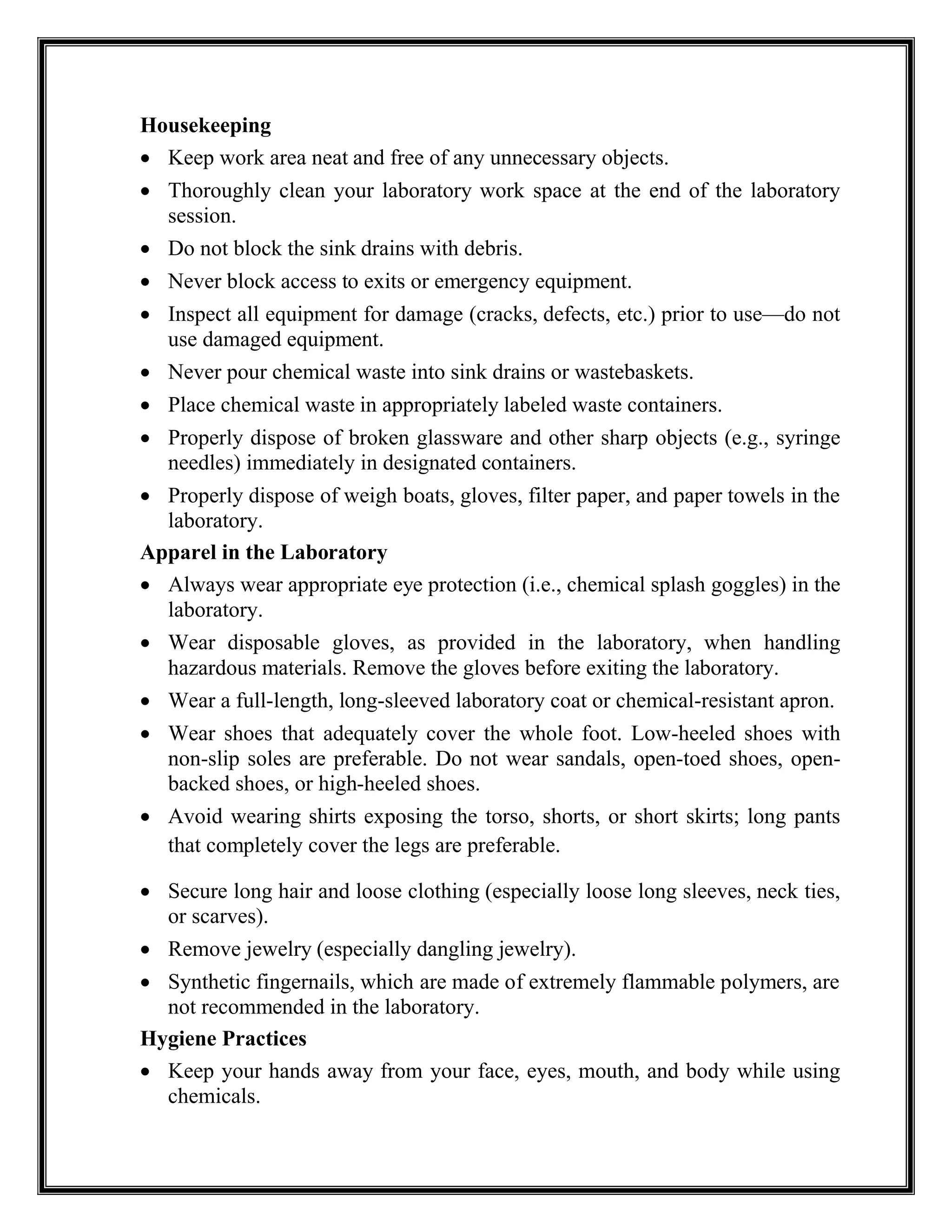 Lab safety dos and don | PDF