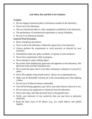 Lab safety dos and don | PDF