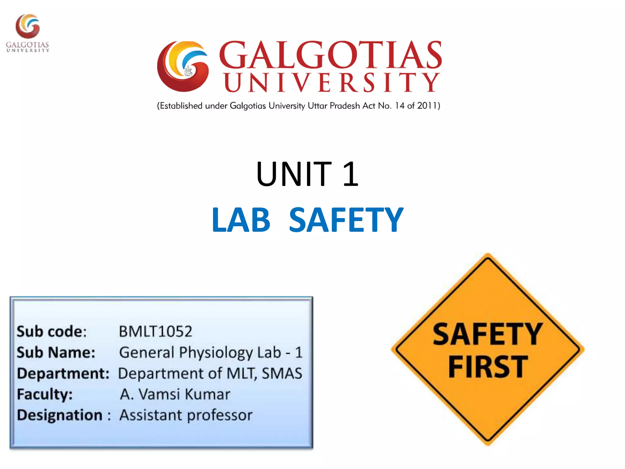 Lab safety for MLT students | PPTX