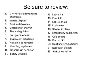 Lab safety review notes avhs sy 14 15 | PPT