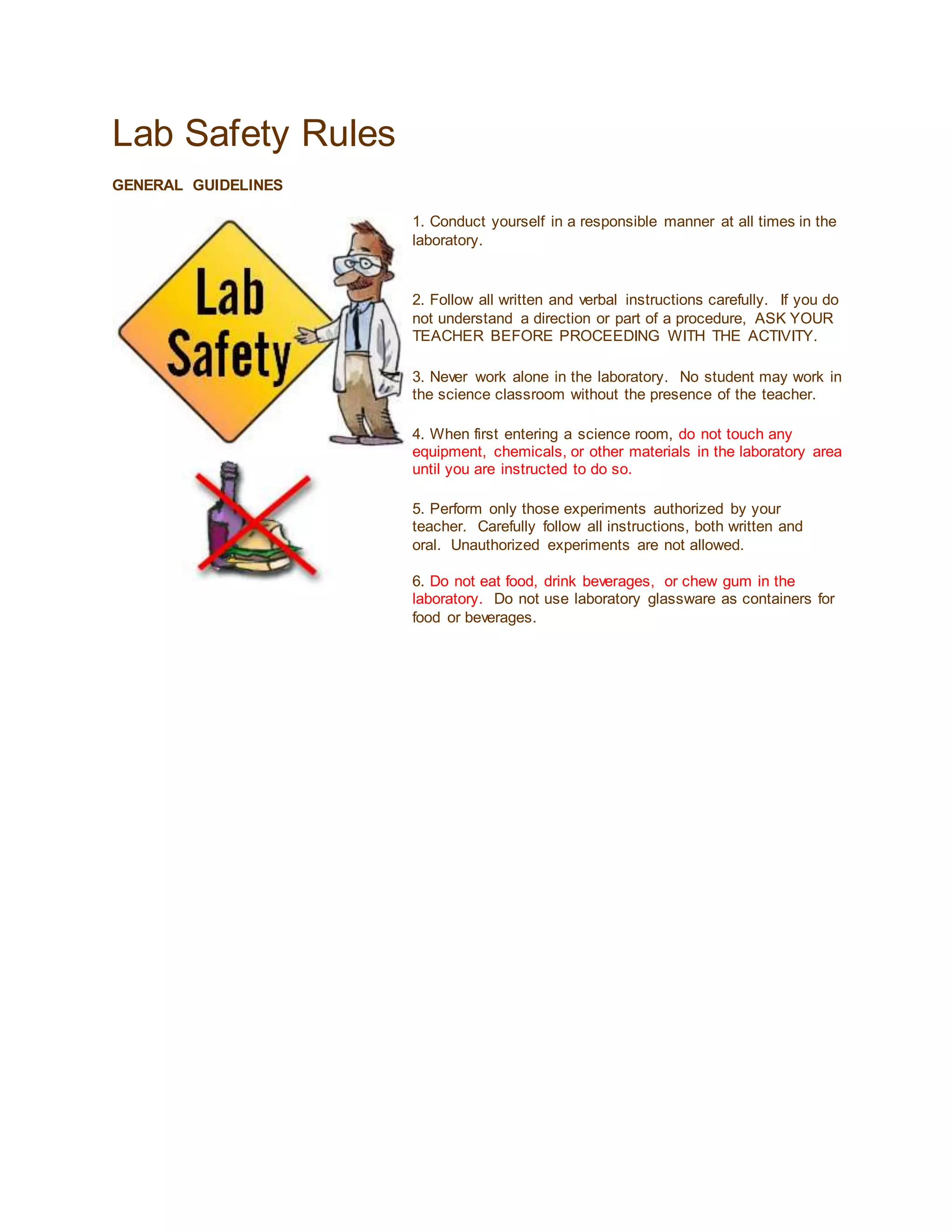Lab safety rules | PDF