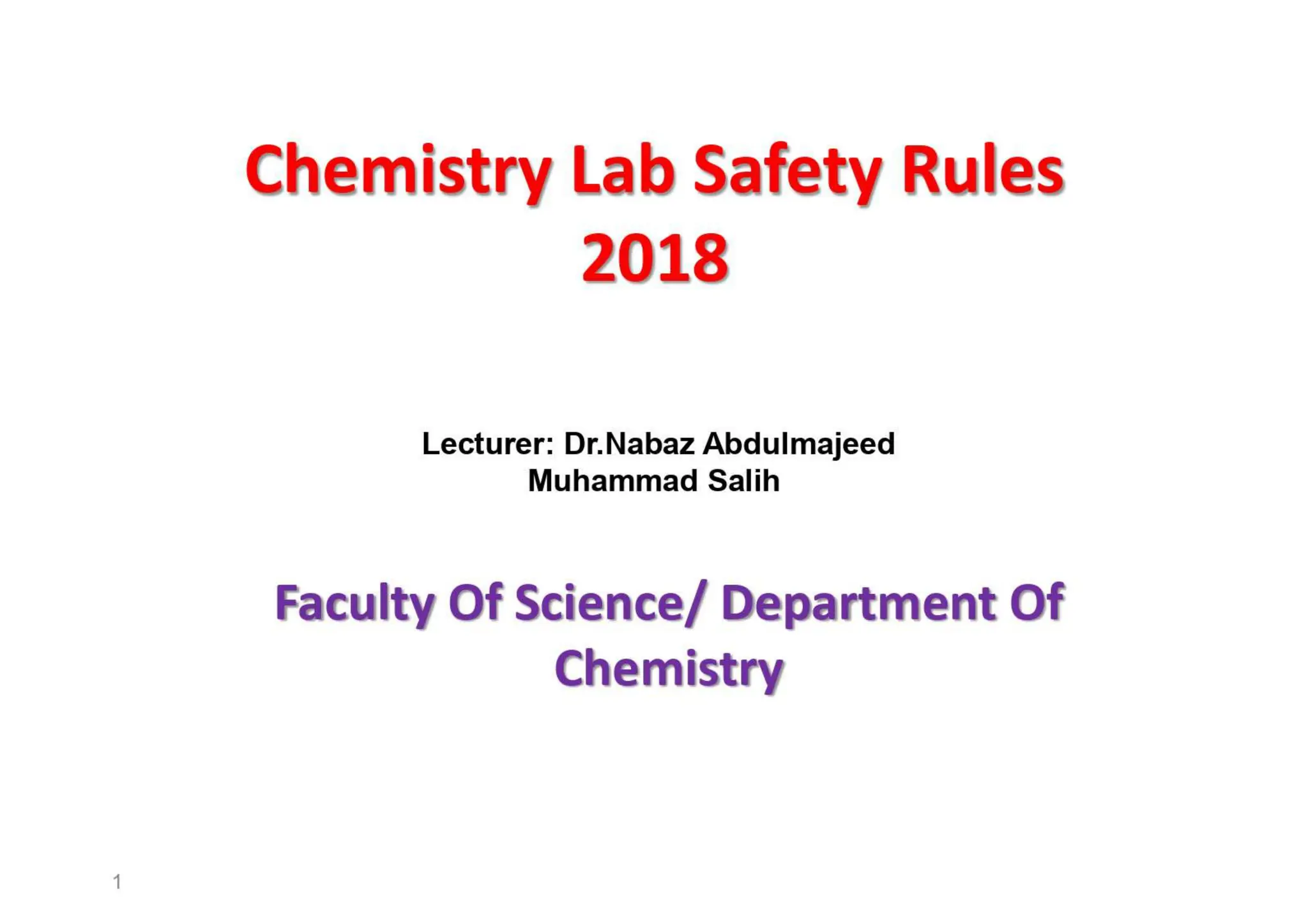 Chemistry Lab Safety Rules | PDF