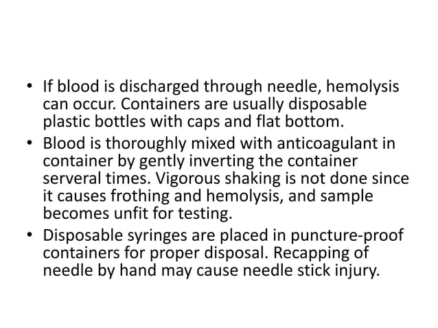 Lab sample collection techniques pathology | PPTX | Blood Disorders | Diseases and Conditions