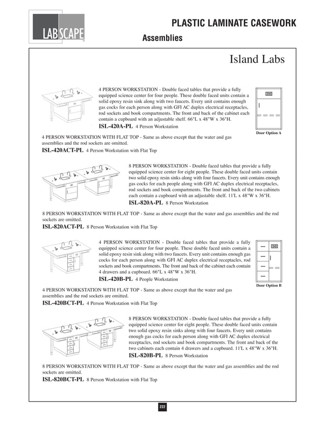 Labscape Plastic Laminate Laboratory Casework and Furniture Bench Catalog Section | PDF