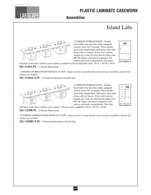 Labscape Plastic Laminate Laboratory Casework and Furniture Bench Catalog Section | PDF