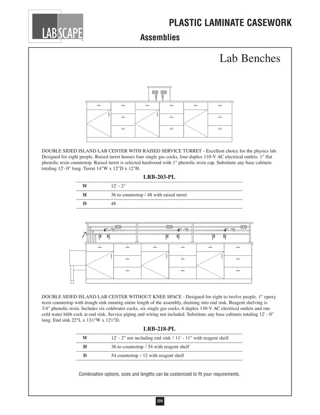 Labscape Plastic Laminate Laboratory Casework and Furniture Bench Catalog Section | PDF