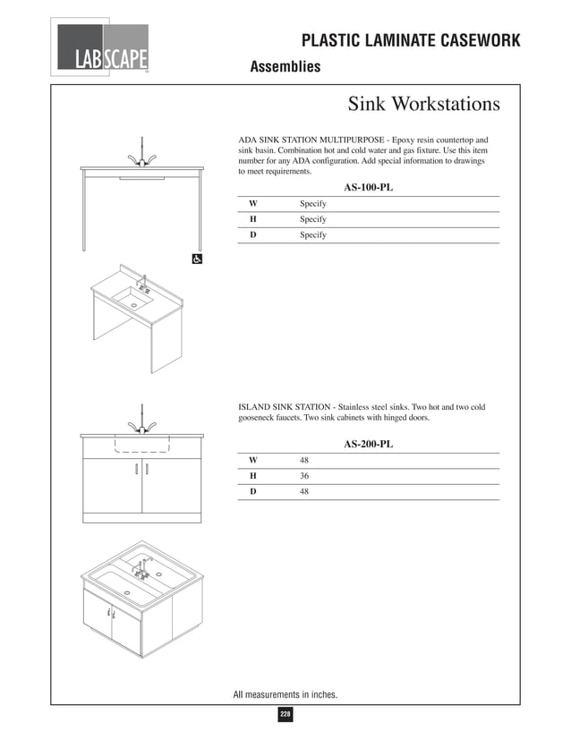 Labscape Plastic Laminate Laboratory Casework and Furniture Bench ...