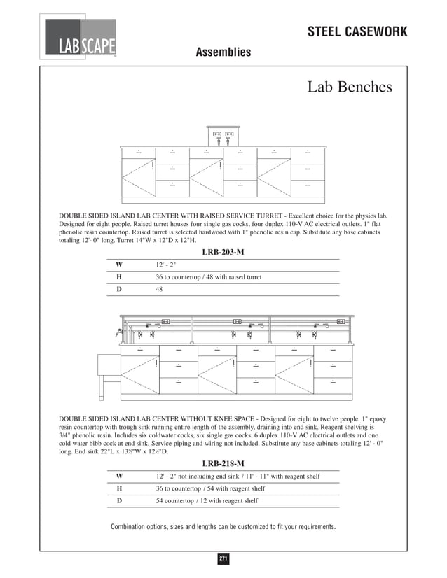 Labscape Steel Metal Laboratory Casework and Furniture-Bench Catalog Section | PDF