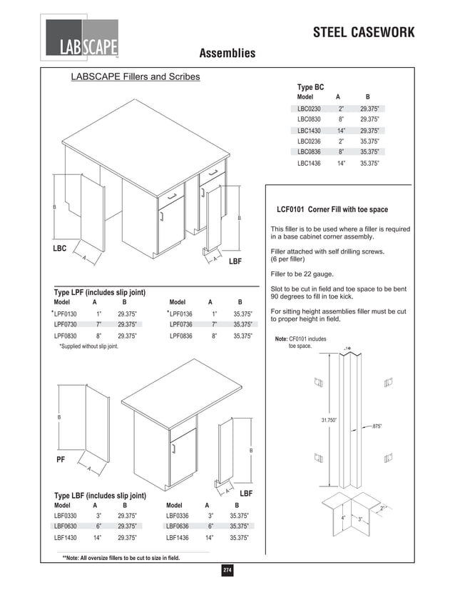Labscape Steel Metal Laboratory Casework and Furniture-Bench Catalog Section | PDF