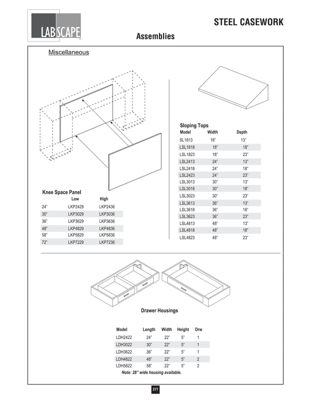 Labscape Steel Metal Laboratory Casework and Furniture-Bench Catalog Section | PDF