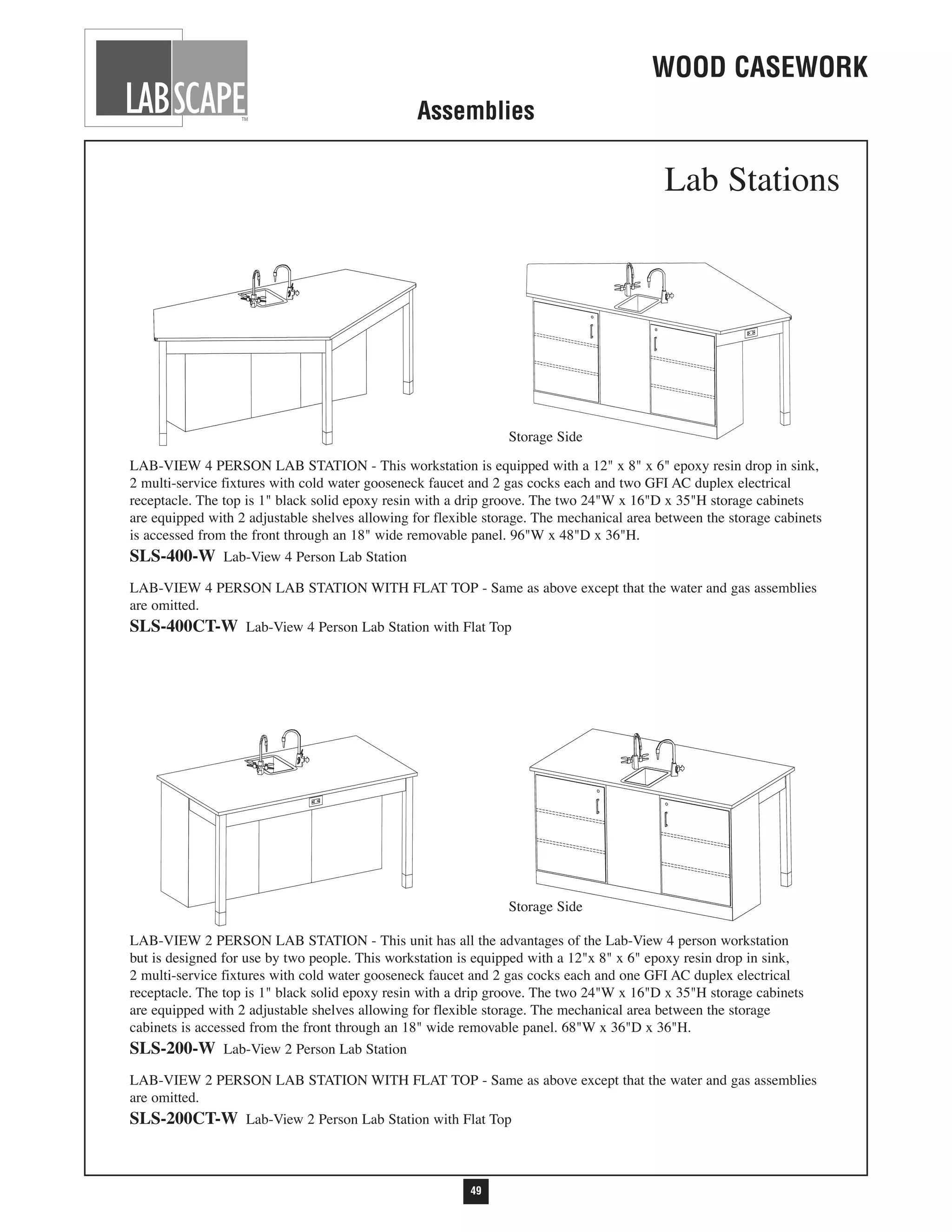 Labscape Wood Laboratory Casework and Furniture Bench Catalog Section | PDF