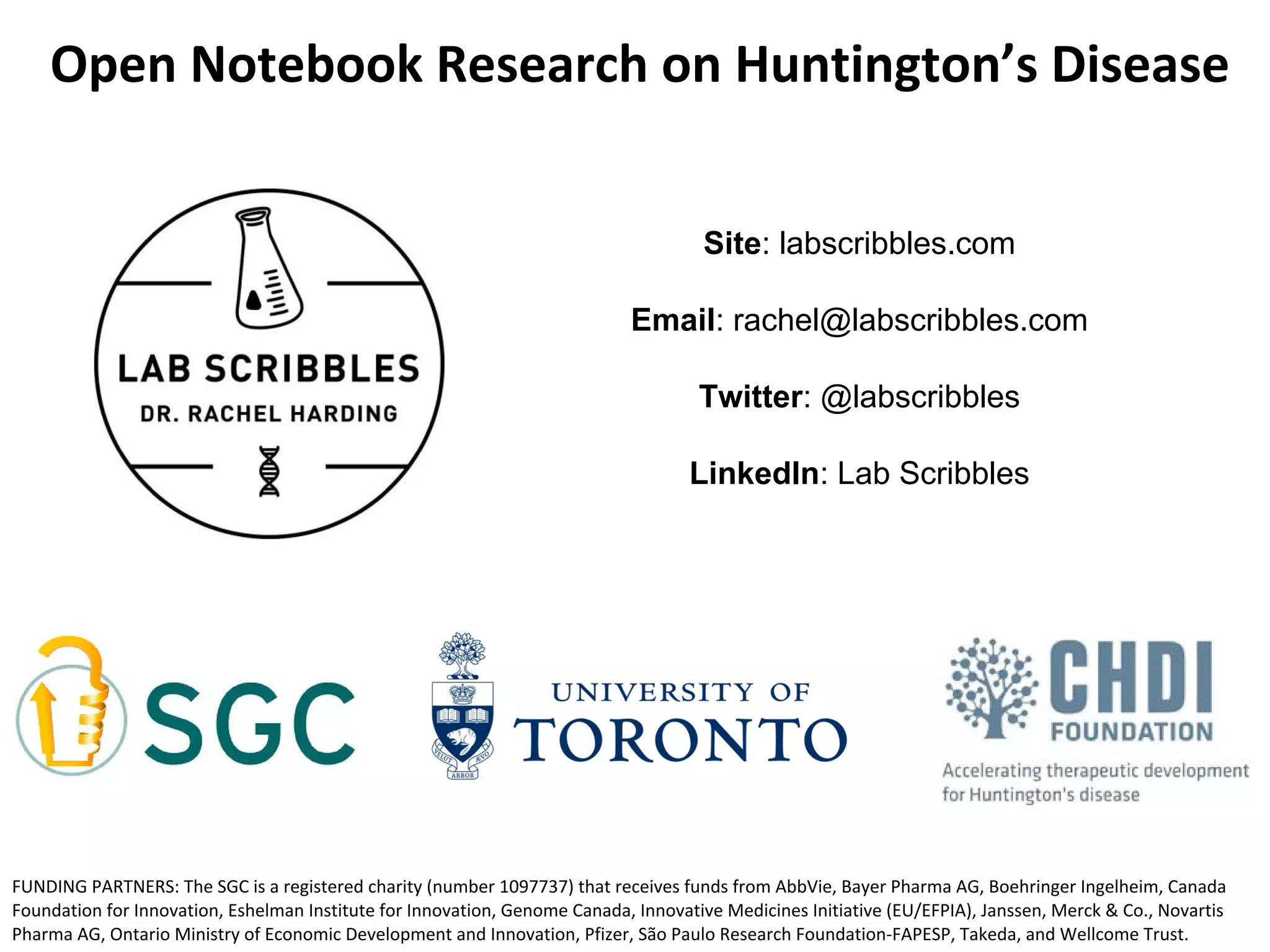 An Open Approach to Huntington's Disease - Rachel Harding - OpenCon ...
