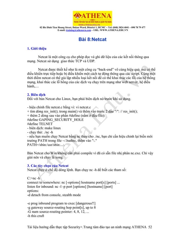 Lab security+ Bài 8: Netcat | PDF