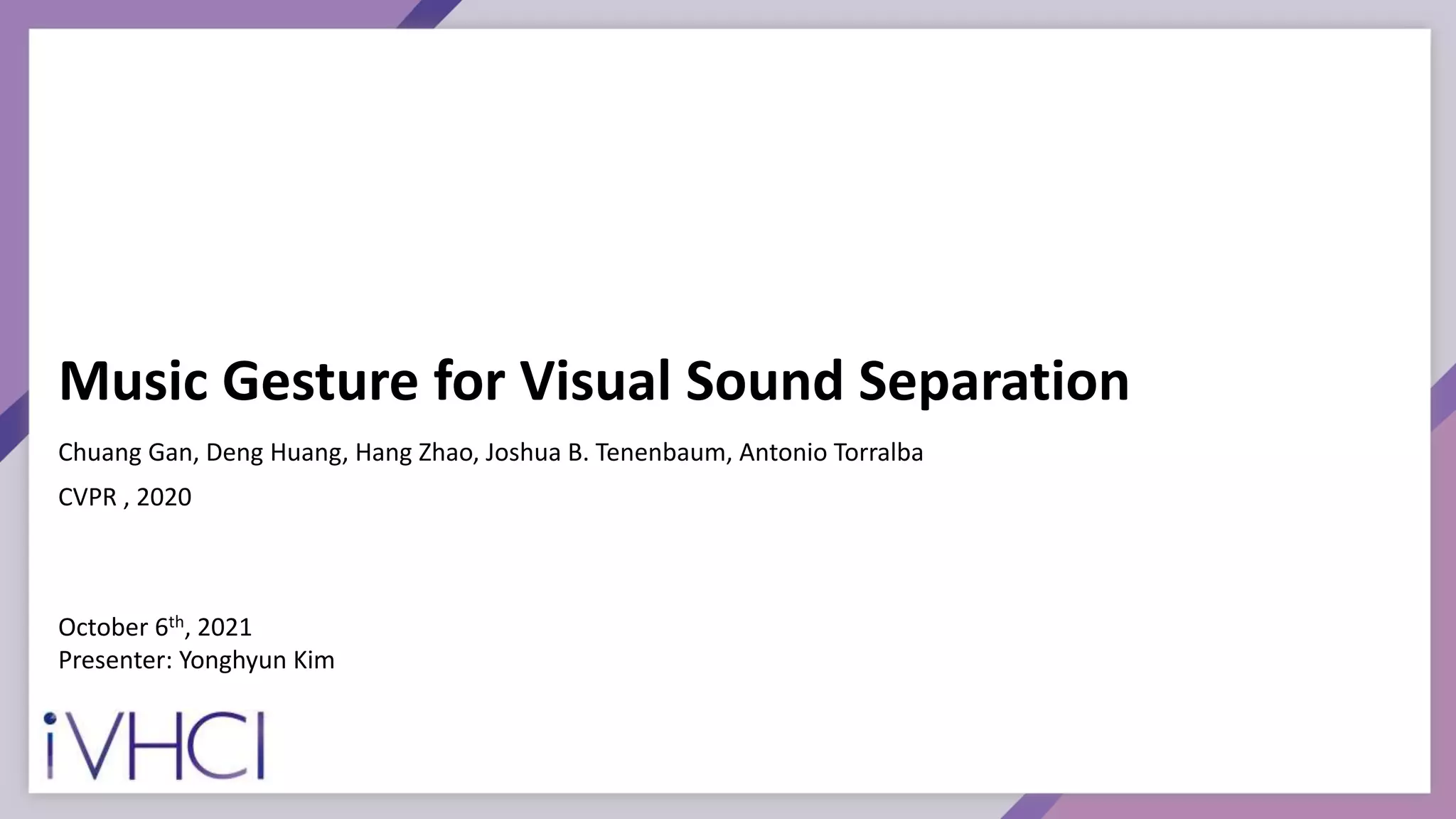Music Gesture for Visual Sound Separation | PPT