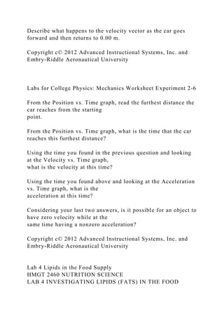 Labs for College Physics Mechanics Worksheet Experiment 2-1.docx