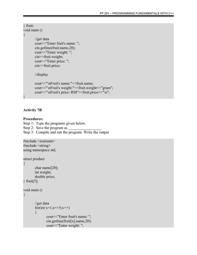 Labsheet 7 FP 201 | PDF
