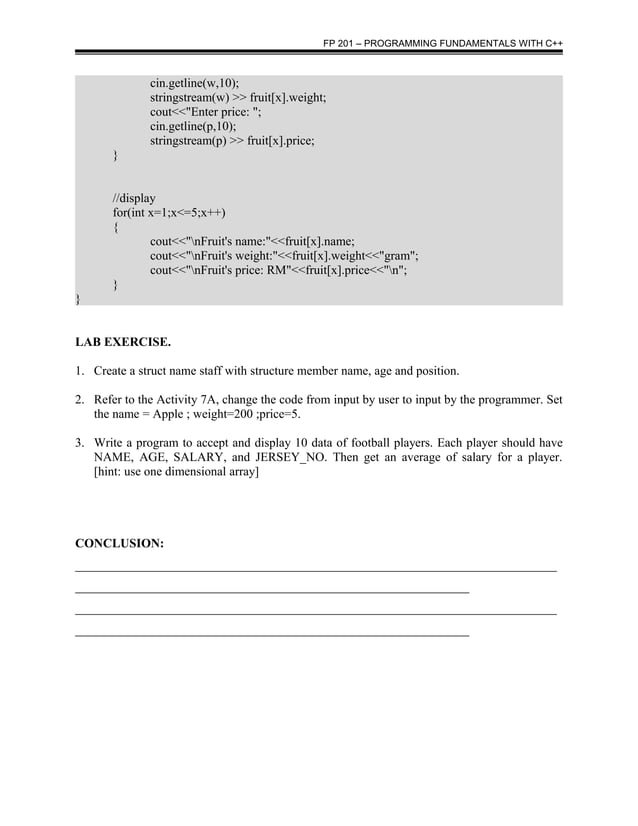 Labsheet 7 FP 201 | PDF