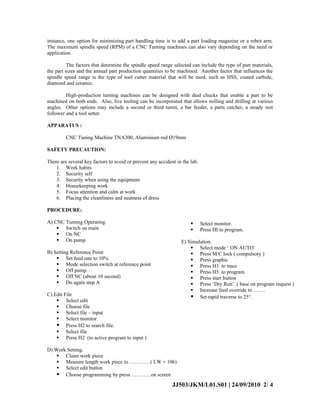 Labsheet cnc turning jj503 | PDF