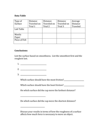Force & motion (Lab sheets) | DOCX