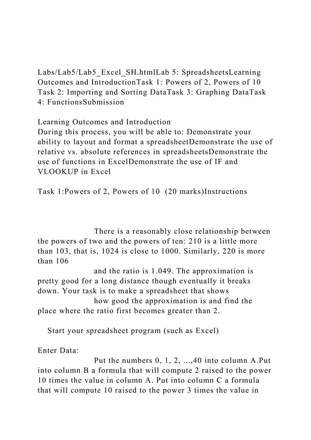 LabsLab5Lab5_Excel_SH.htmlLab 5 SpreadsheetsLearning Outcomes.docx