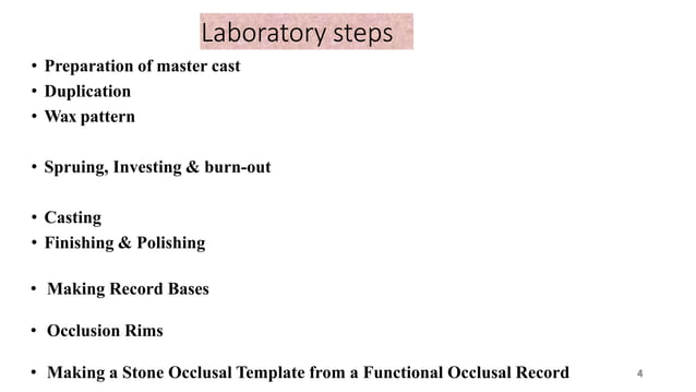 Lab steps in rpd | PPTX | Oral care | Personal Care