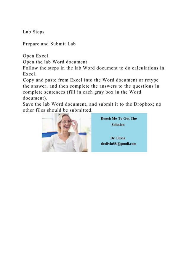 Lab Steps: Excel Calcs & Word Doc Submission | PDF